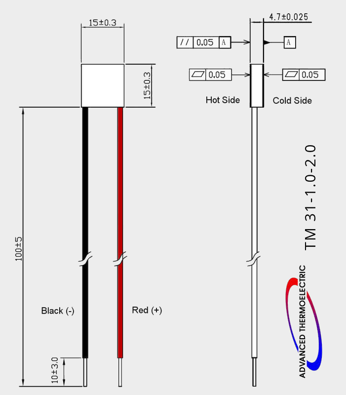 TM 31-1.0-2.0 Thermoelectric Cooling Module from Advanced Thermoelectric